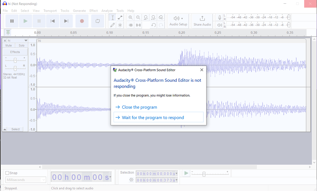Crashing everytime i use sliding stretch - Windows - Audacity Forum