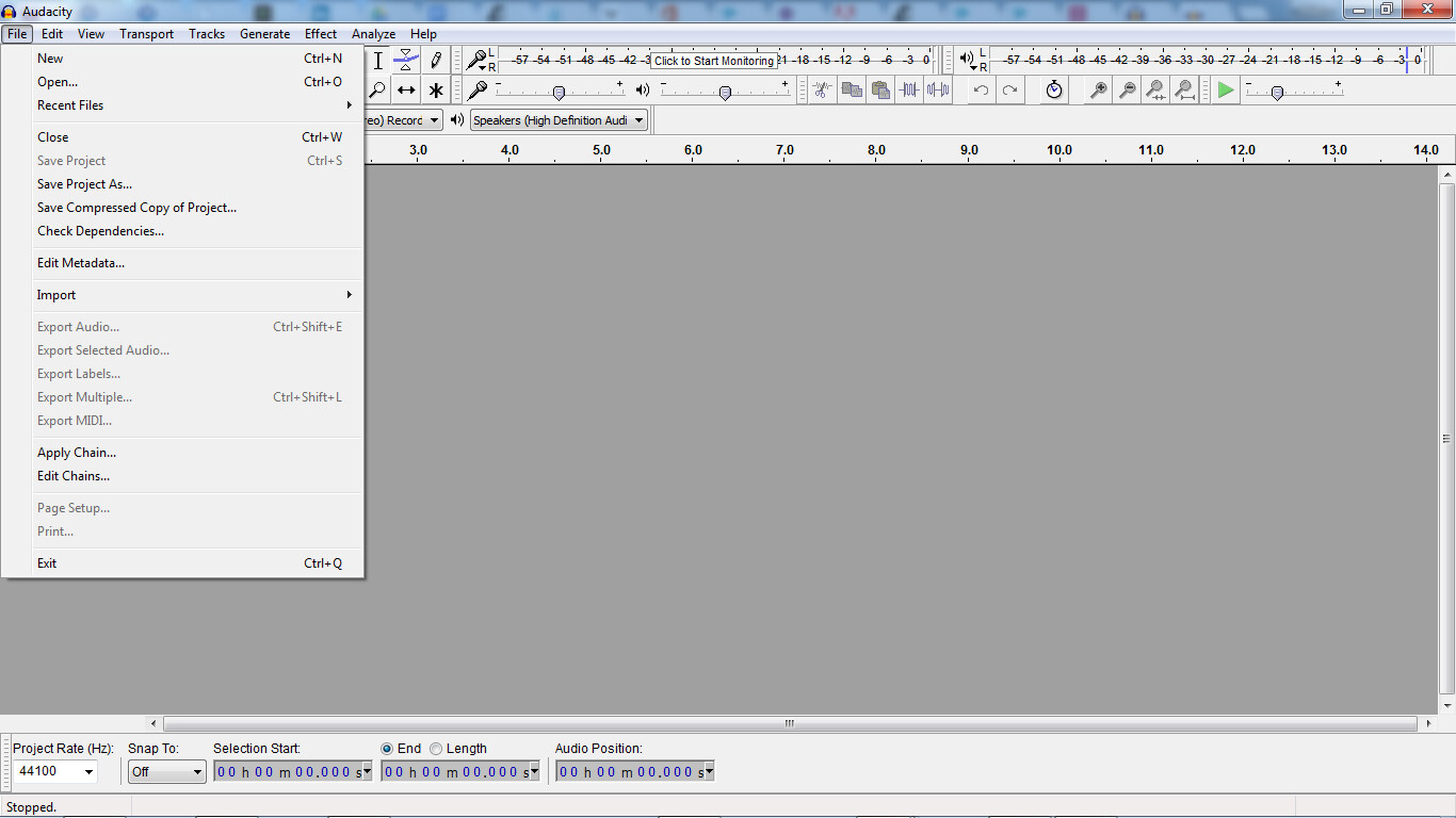 Basic: how do I create a project? - Windows - Audacity Forum