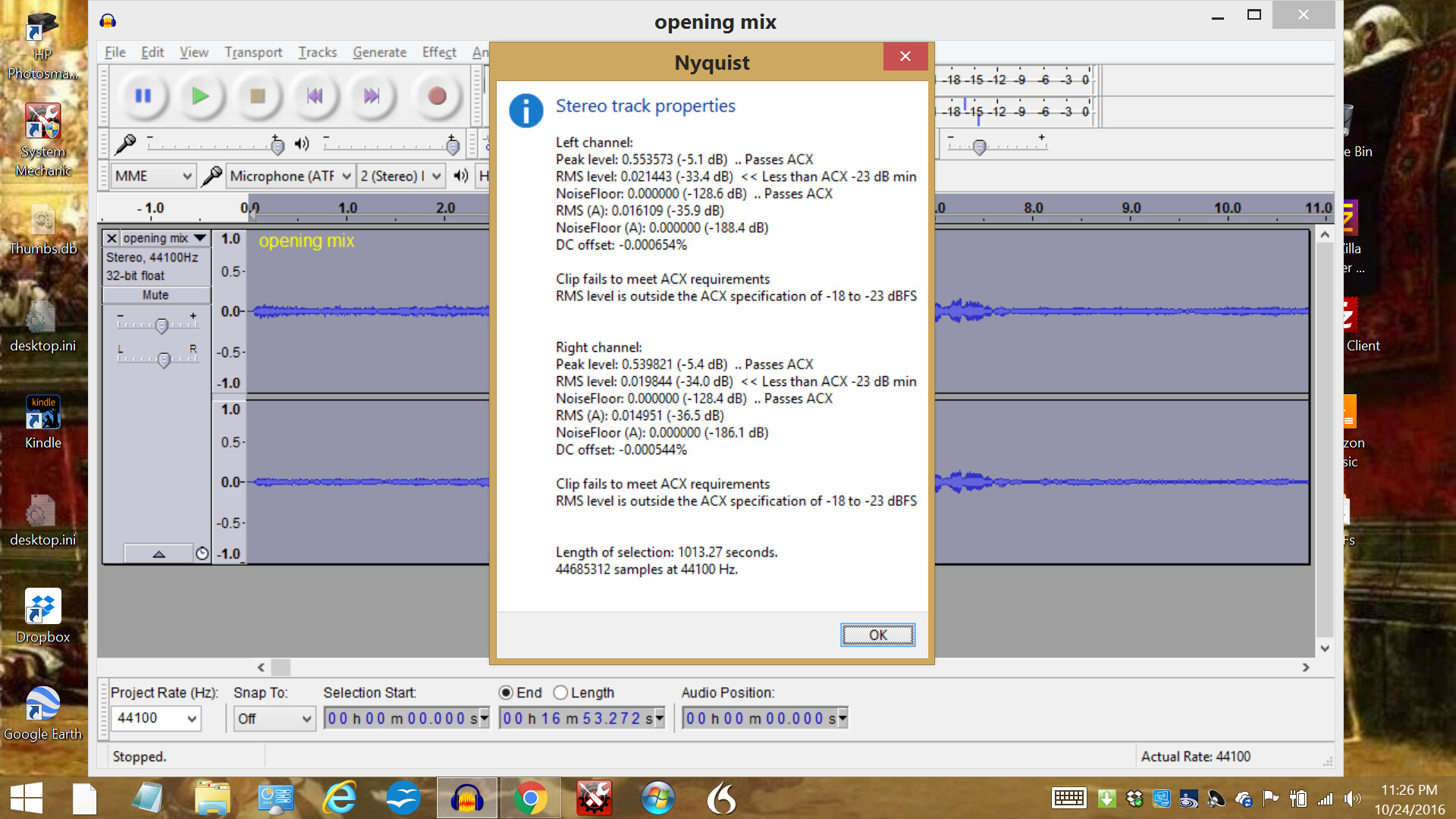 ACX check robotics and RMS - Audiobook Production - Audacity Forum
