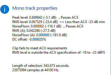 ACX Mastering levels - Windows - Audacity Forum