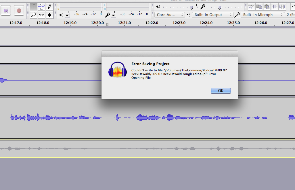 Error saving project - macOS - Audacity Forum