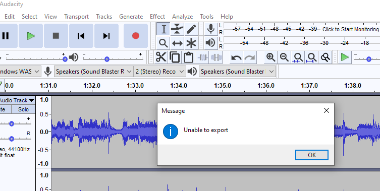 'Unable to export' error message - Windows - Audacity Forum