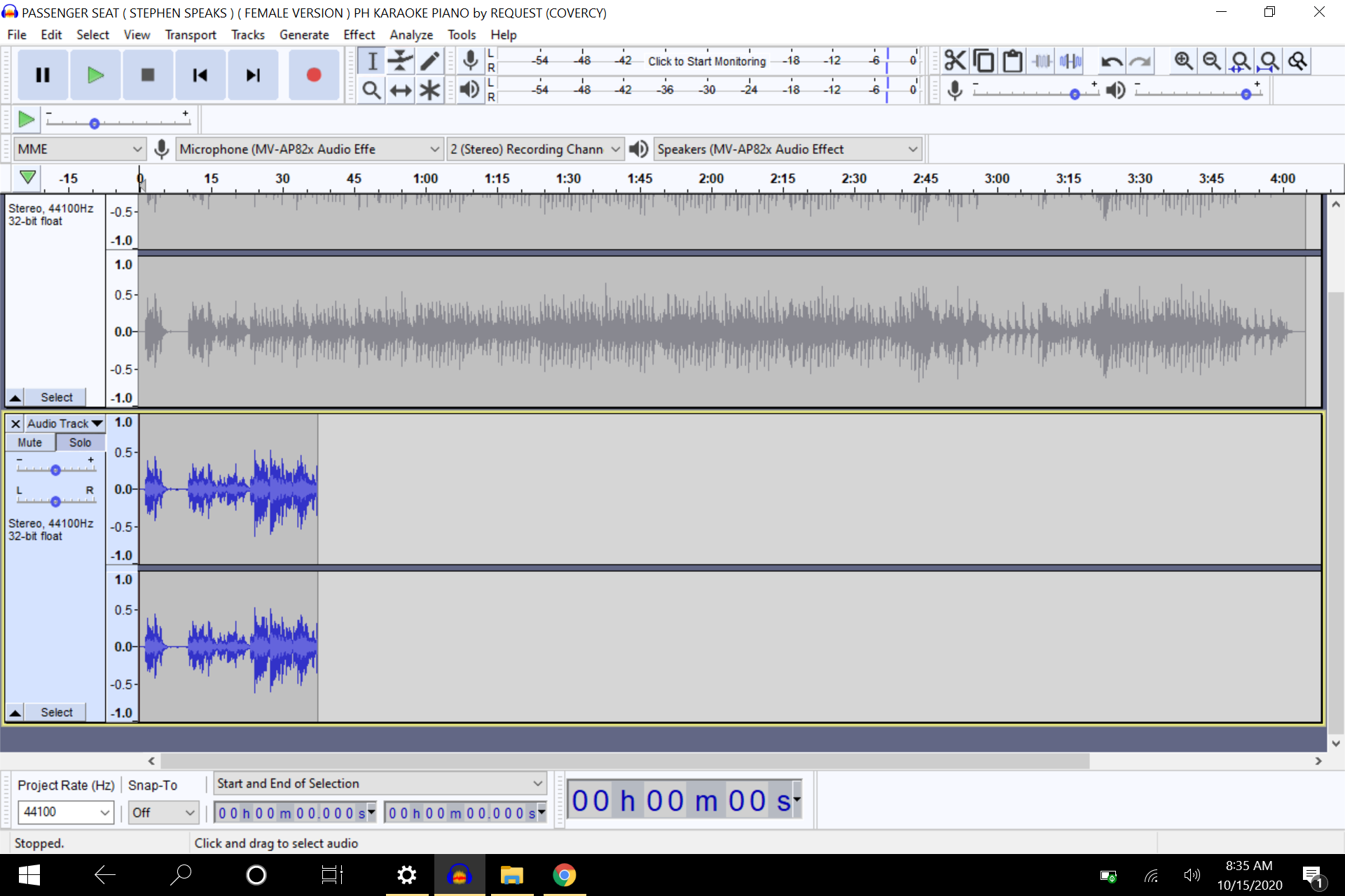 how to record the 2nd track with vocal only - Windows - Audacity Forum