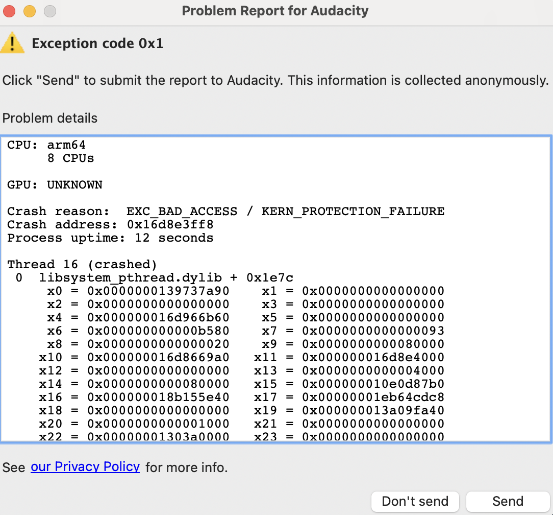 Recording with more than 16 channels always leads to system error, why is that? - macOS ...