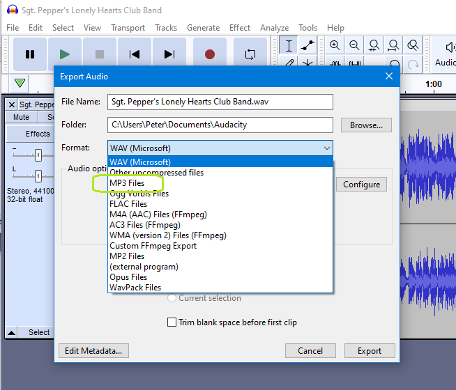 Lost the Save to MP3 Option - Windows - Audacity Forum