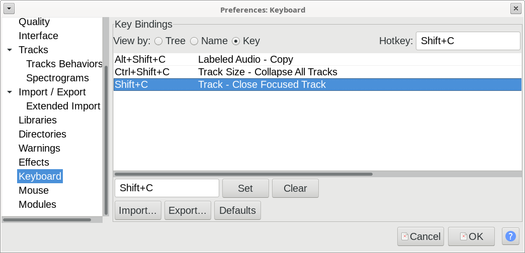 Shortcut Key "close the only track" - Windows - Audacity Forum