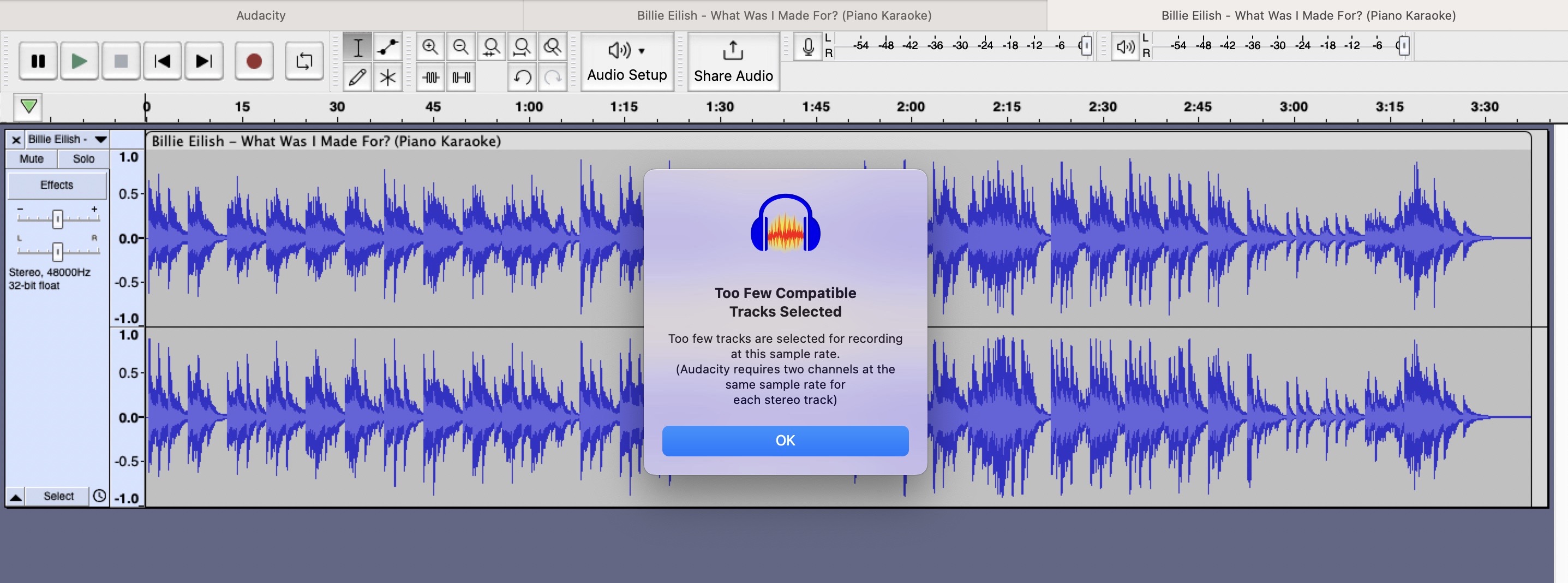 Too Few Compatible Tracks Selected or Error - Audacity 3 Help Forum - Audacity Forum