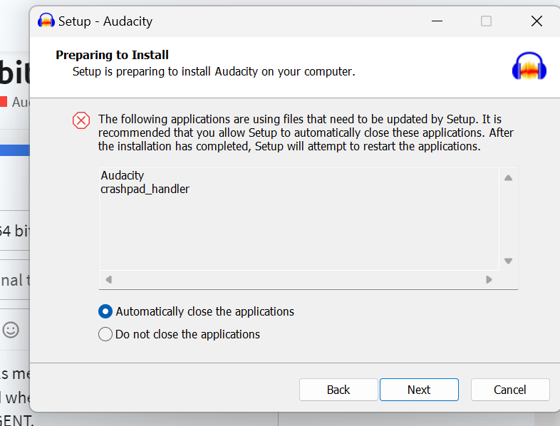I am getting an error while installing Audacity 3.6.1 64 bit - Windows - Audacity Forum