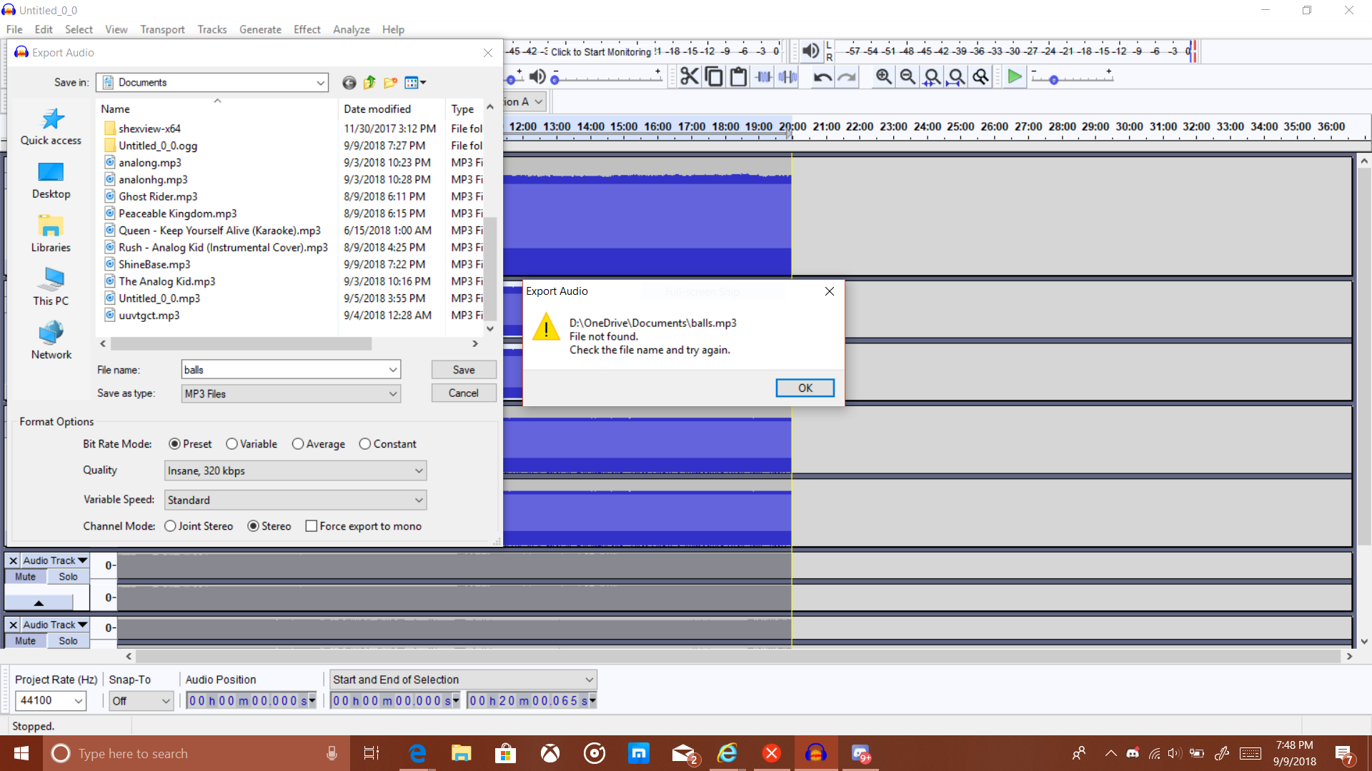 Can't Save Anything - Windows - Audacity Forum