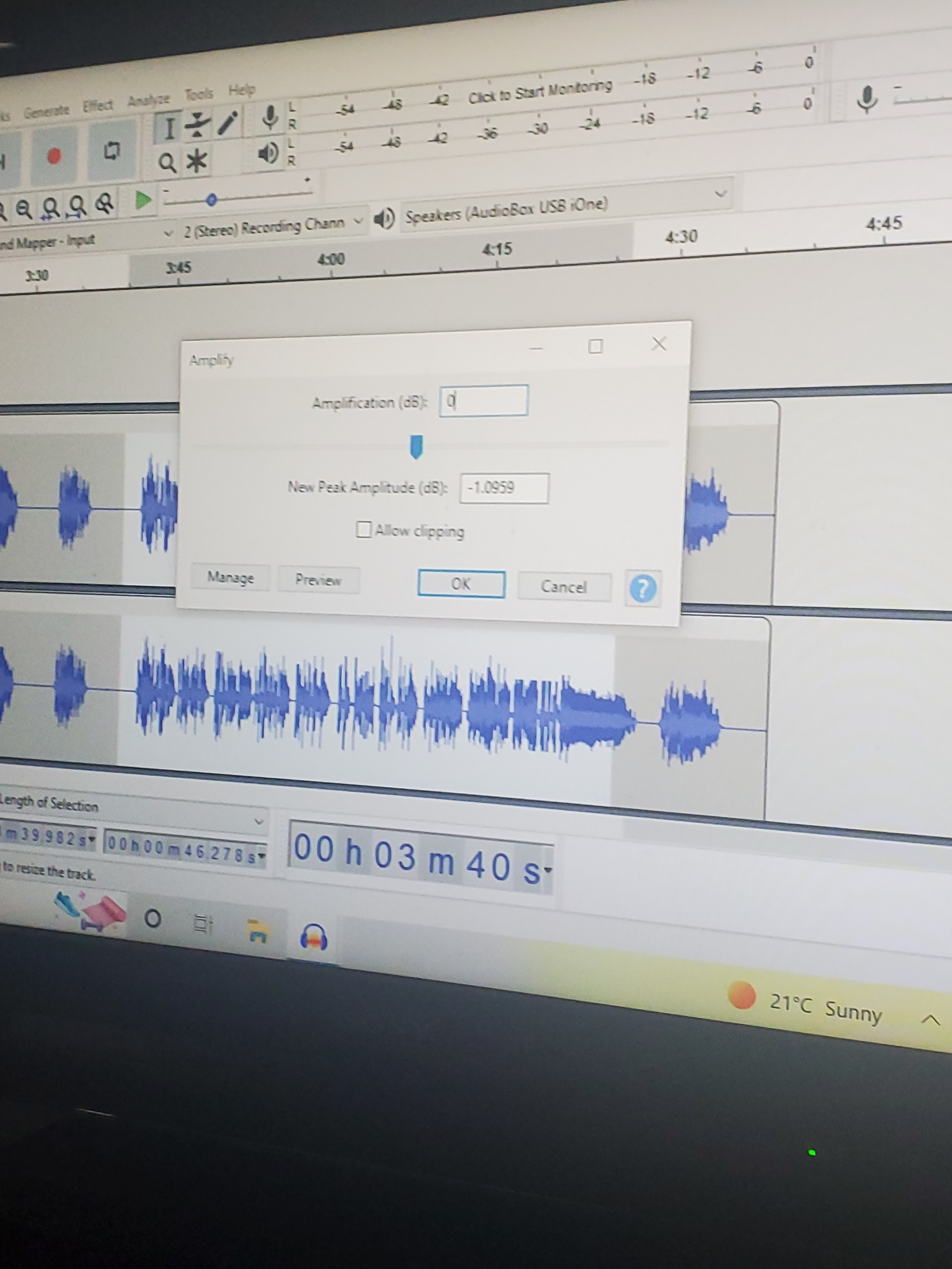 My amplifier changes how it sets ita default. - Windows - Audacity Forum
