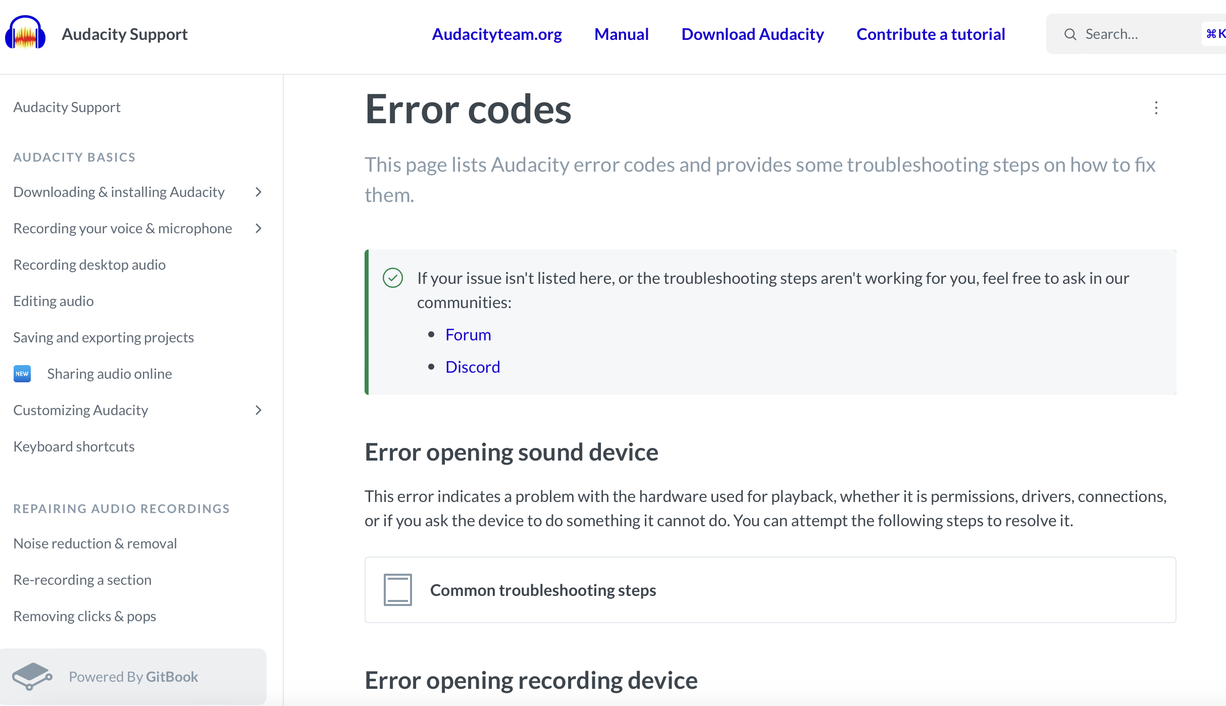 Every time I open a new project (without shutting down Audacity completely - "Quit") it comes up ...