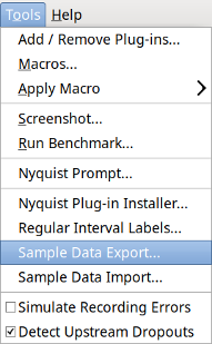 Sample Data Export does not show up in tools menu - Windows - Audacity ...