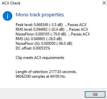 What to apply to meet ACX Check - Windows - Audacity Forum