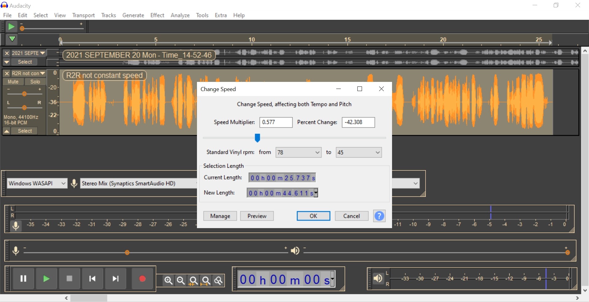 How to fix audio reel recorded with not constant speed? - Windows ...