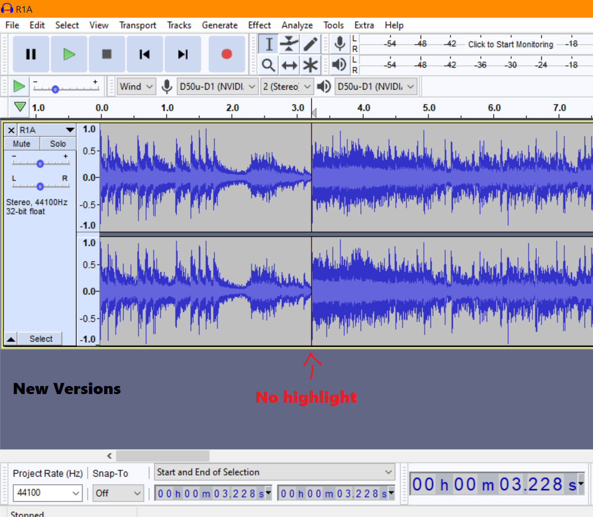 Missing highlight feature on version 2.2.0 and up. - Windows - Audacity ...