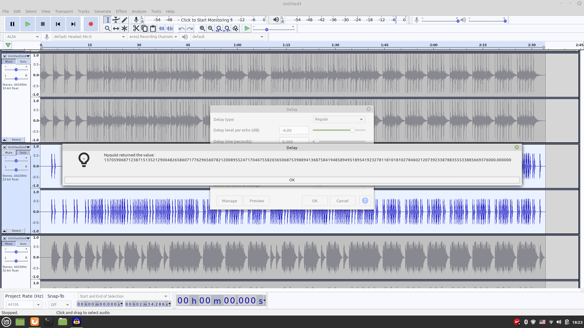 Nyquist returned the value with the default delay plugin - GNU/Linux - Audacity Forum