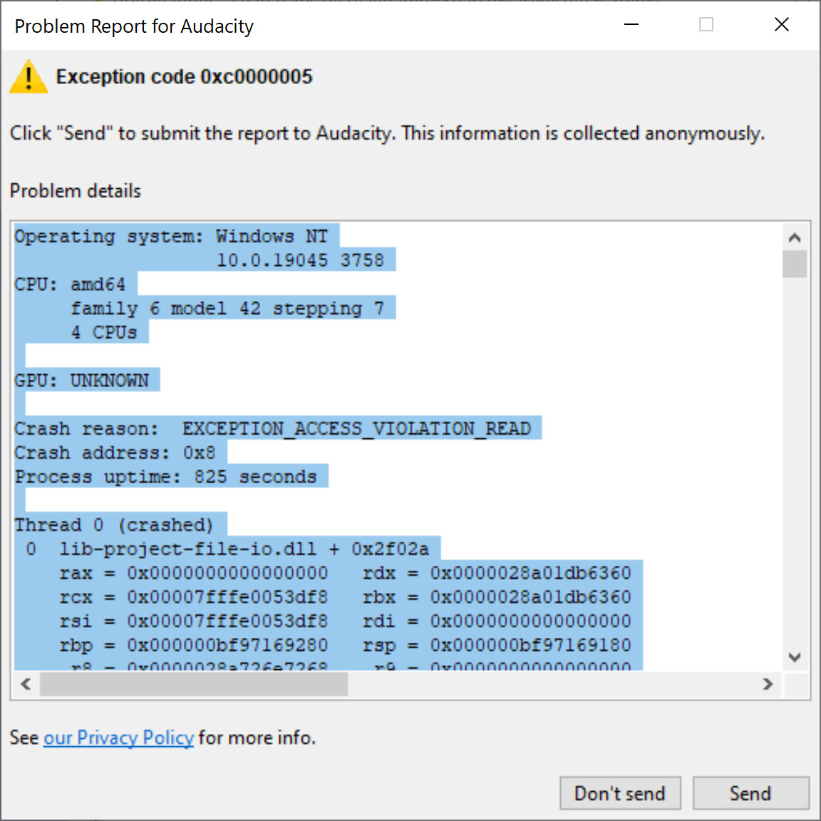 Crash convrting some m4a files with a macro - Macros and Scripting - Audacity Forum