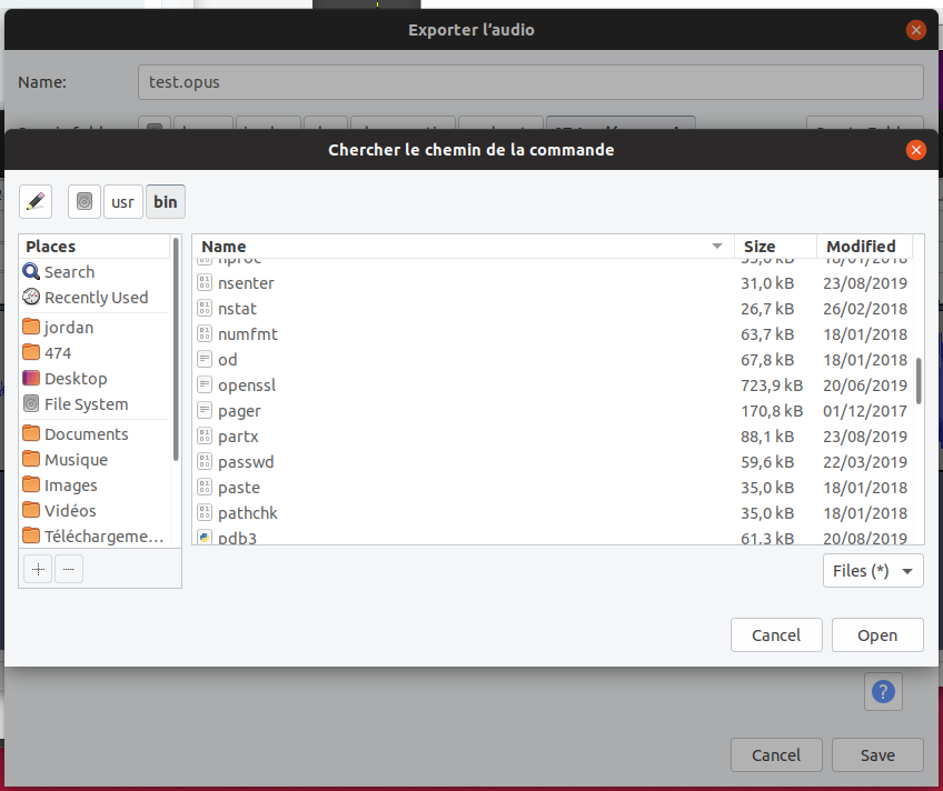 Path problems when trying to export with an external program - GNU/Linux - Audacity Forum