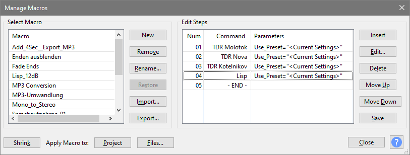 Editing Commands in Macro Manager - Windows - Audacity Forum