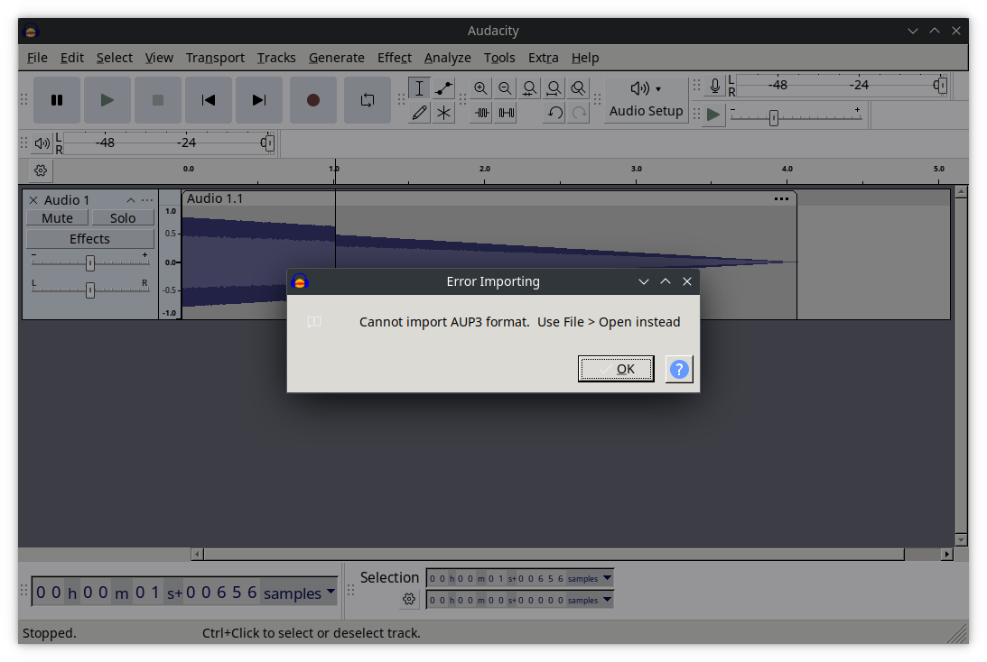 Unable to Paste - Error Importing - GNU/Linux - Audacity Forum Unable to Paste - Error Importing - GNU/Linux - Audacity Forum
