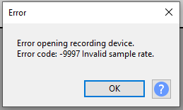 Recording with windows WASAPI gives invalid sample rate error ONLY when recording a second time ...