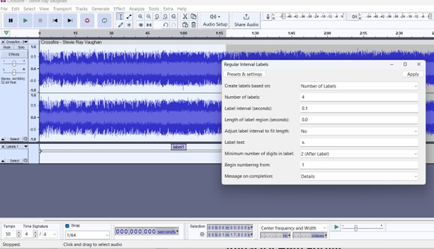 Regular Interval Labels no longer appears to work - Audacity Help Forum - Audacity Forum