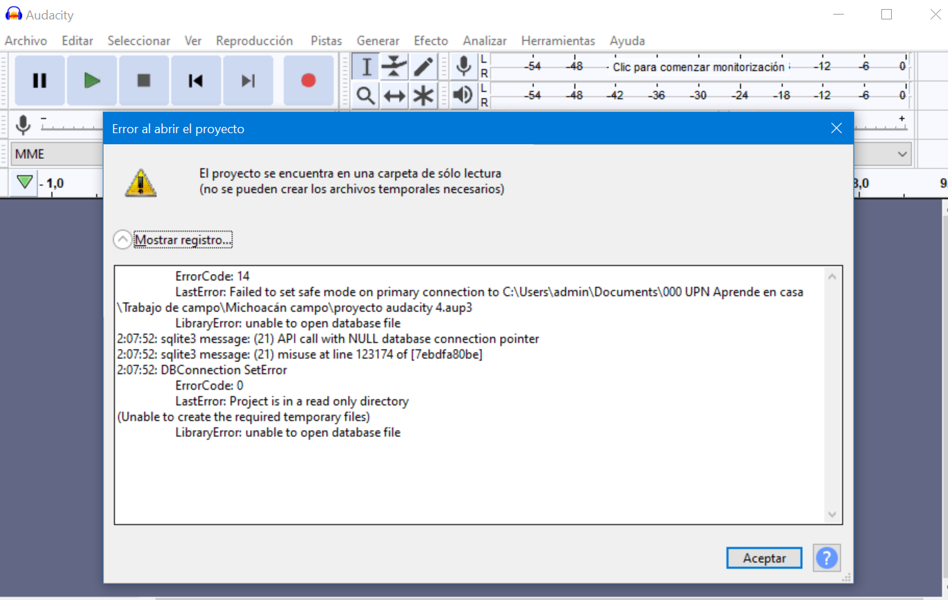 error opening AUP3 project - Windows - Audacity Forum