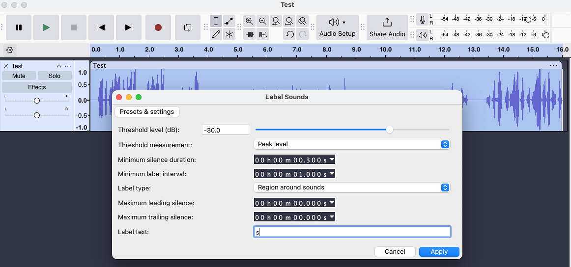 Label sounds minimum label interval not working? - macOS - Audacity Forum