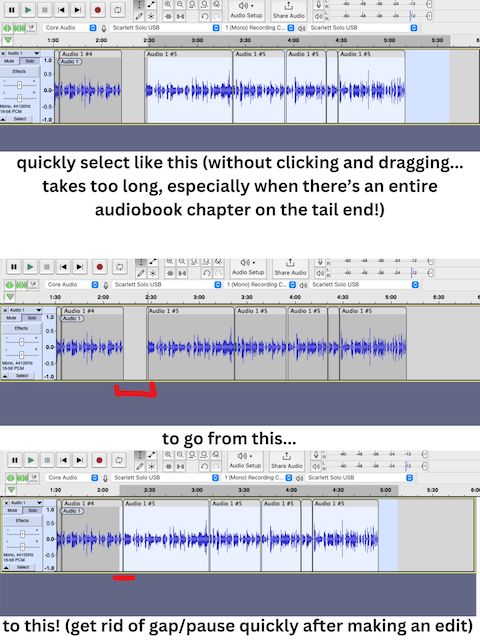 Quickly select the rest of the track!? is there a hotkey? - macOS - Audacity Forum