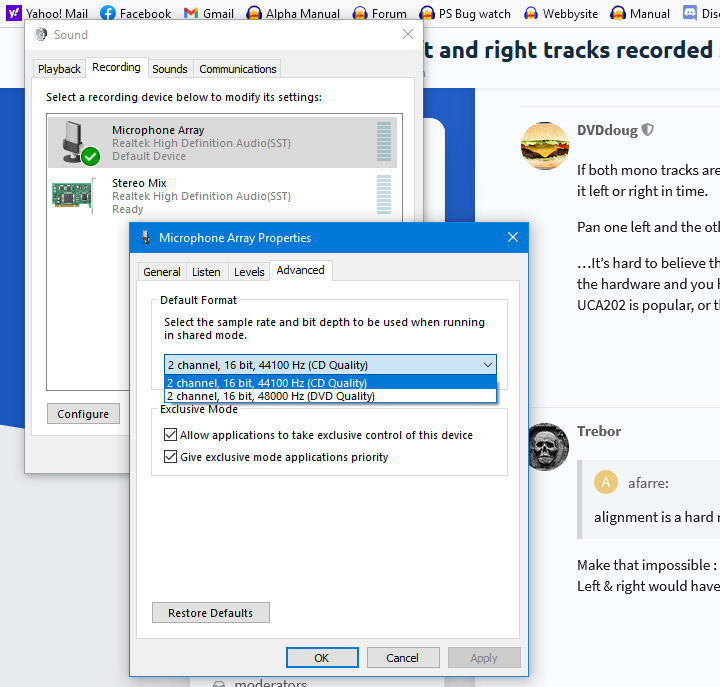 Aligning left and right tracks recorded separately - Audacity Help Forum - Audacity Forum