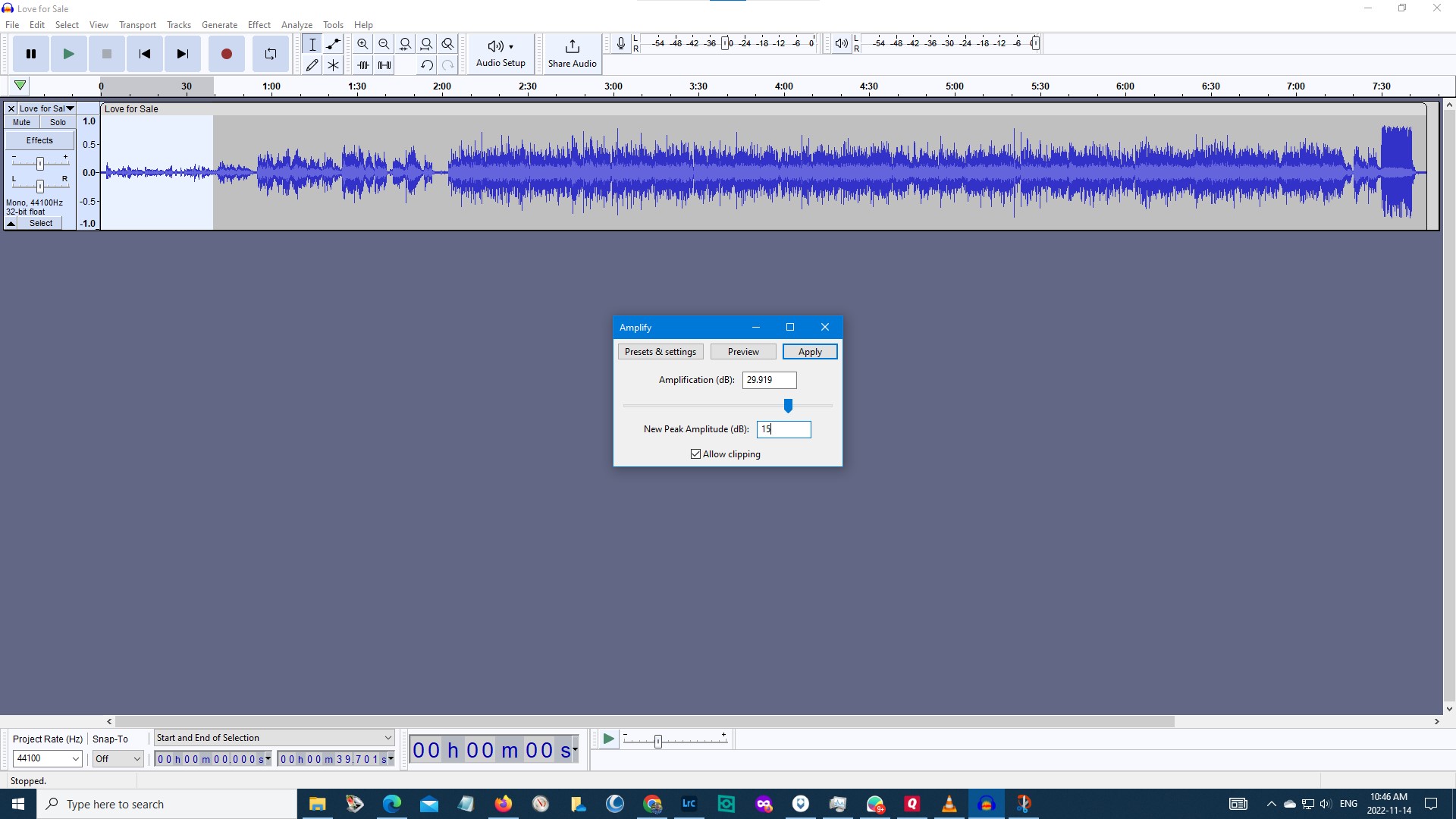 Amplifying only a section of a track - Windows - Audacity Forum