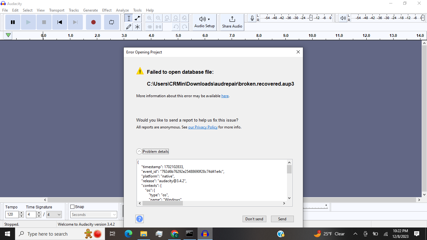 Corrupted File please help me recover! - Windows - Audacity Forum